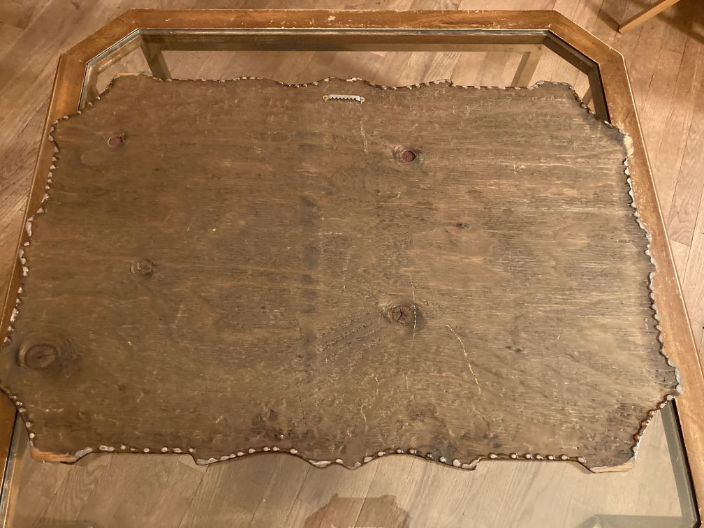 Item Listing - Vintage Decoupage Religious Print Large Lacquered Wood ...