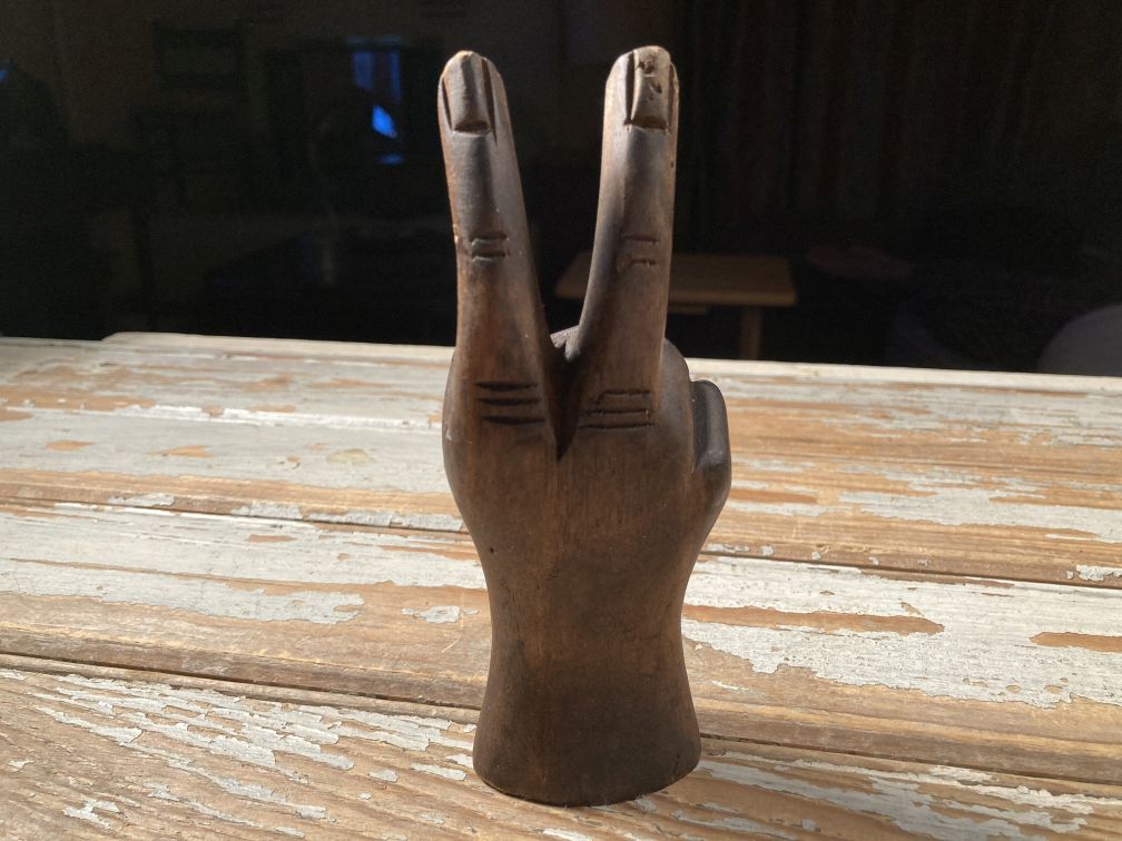 Item Listing - Vintage Miniature Carved Peace Sign Hand Fingers 1970s ...