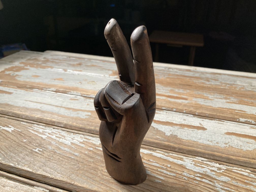 Item Listing - Vintage Miniature Carved Peace Sign Hand Fingers 1970s ...